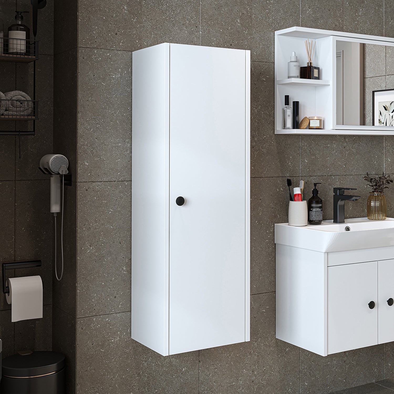 Roomart Bad-Seitenschrank ADA 110 cm – Moderner Bad-Hängeschrank mit S ...